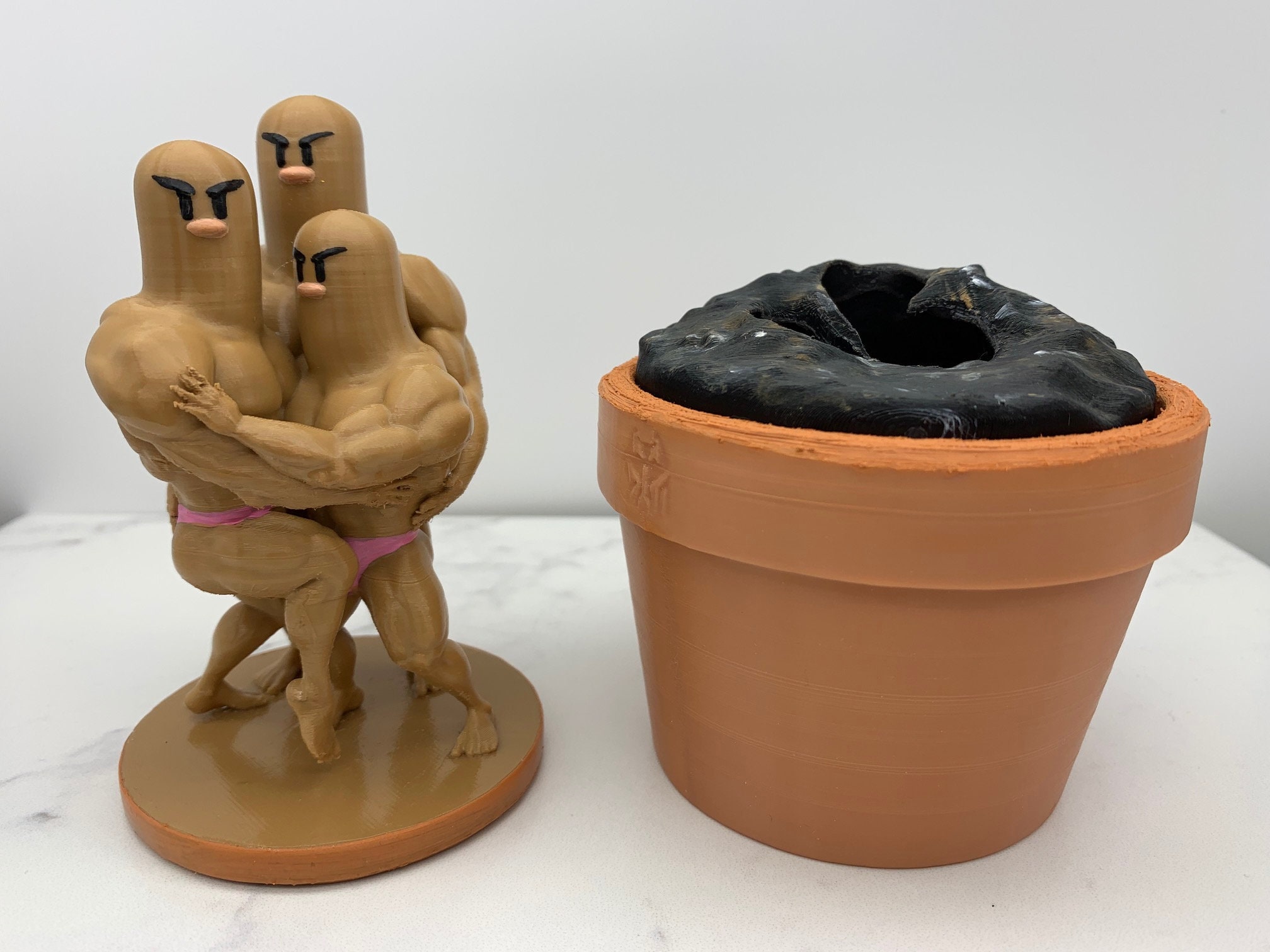 Dugtrio muscular dugtrio statue diglett buff diglett trio | Etsy