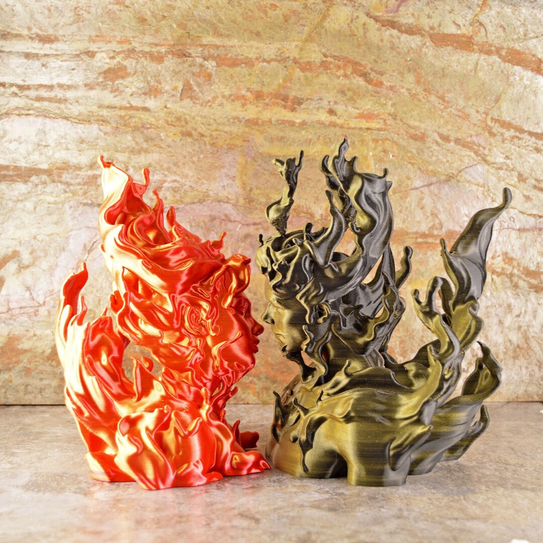 3D Printed Busts, Woman on Fire, Man on Fire, Romantic Home Decor ...