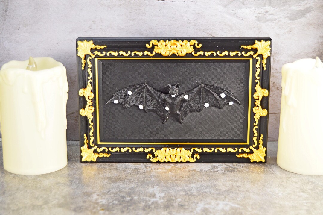 3D Printed Faux Taxidermy Mounted Bat, Moody Decor Wall Hanging, Moody ...