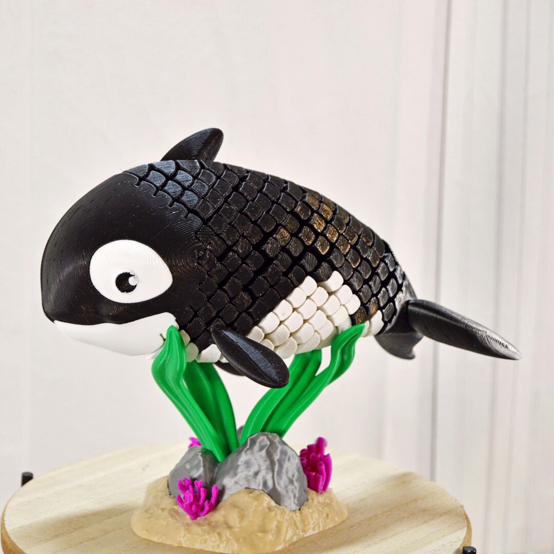 3D Printed Orca Whale, Orca Decor, 3D Printed Fish, Fidget Toy Adult ...