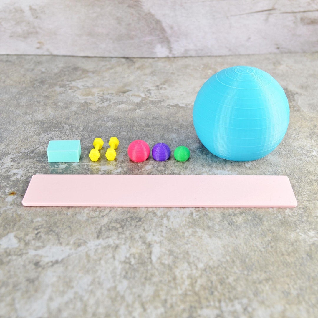 1 12 Scale Yoga Set for Dollhouse, Mini Yoga Mat, Yoga Block, Exercise ...