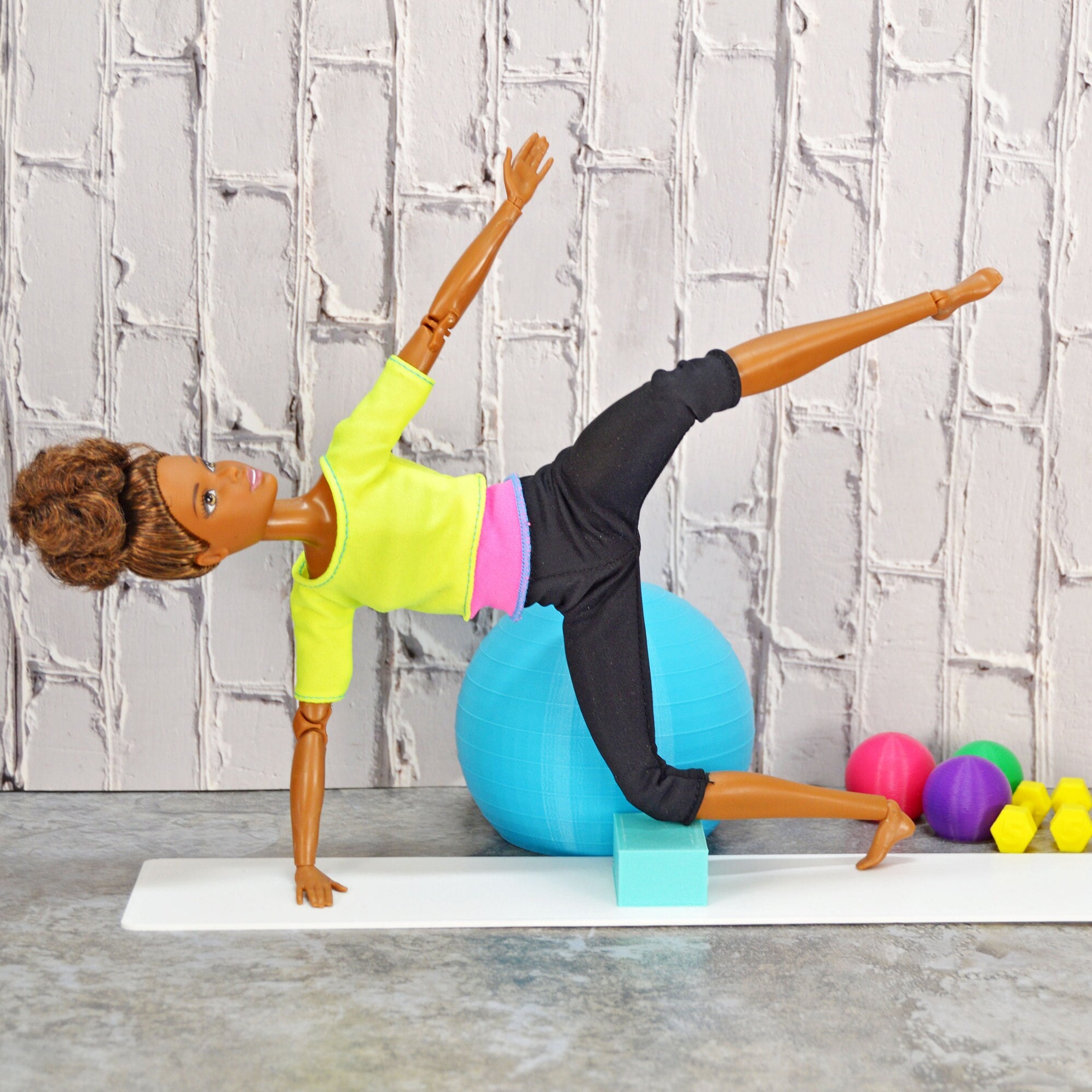 1 6 Scale Yoga Set for Dollhouse, Mini Yoga Mat, Yoga Block, Exercise ...