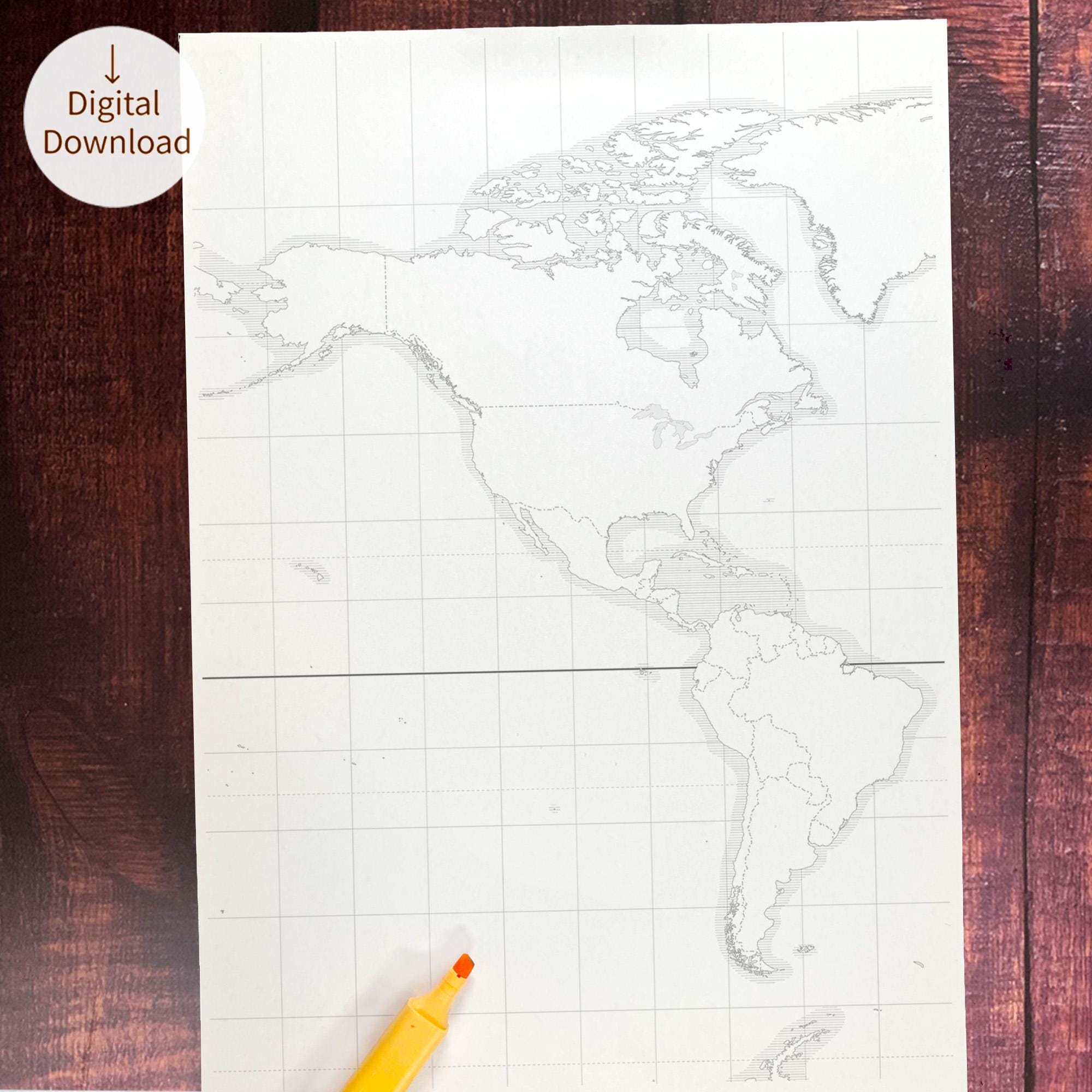 Blank Map of America Poster Download Map Printable Map / Black and ...