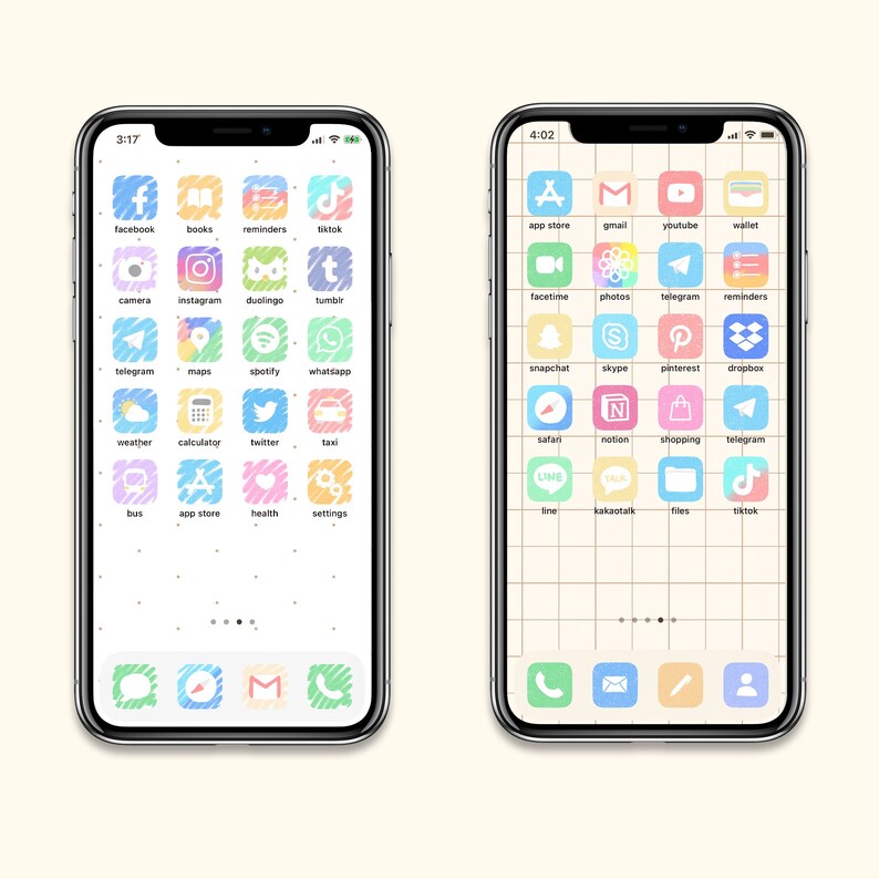 120 Cute Pastel Ios 14 App Icons Wallpapers Doodle Style - Etsy