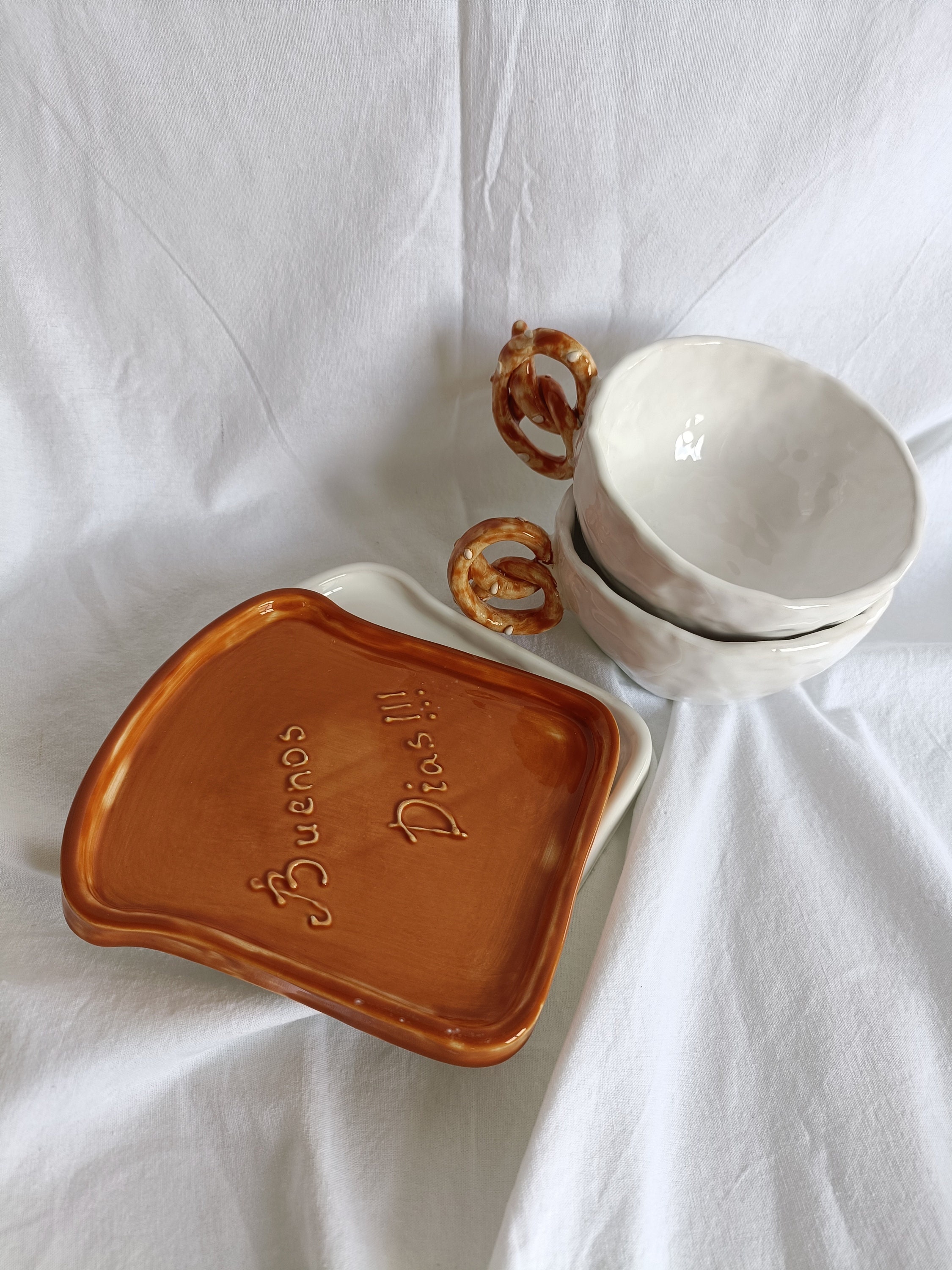 Ceramic Toast-shaped Plate - Etsy