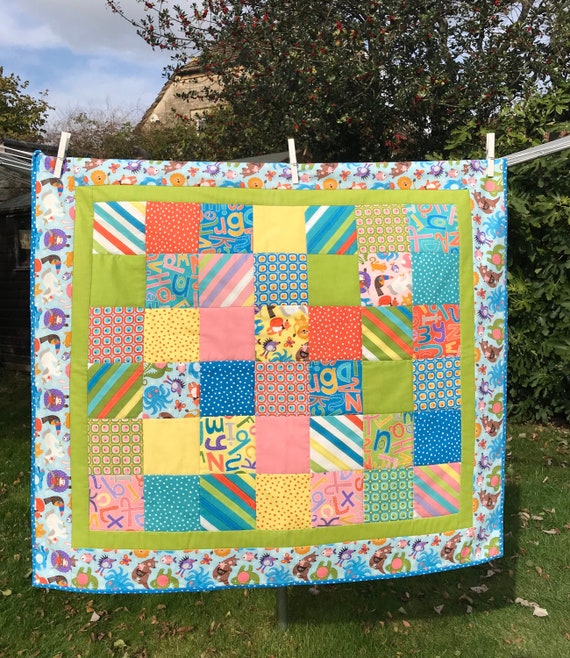 Hand-made Bright and Fun Baby Quilt Play-mat Throw Snuggly - Etsy UK