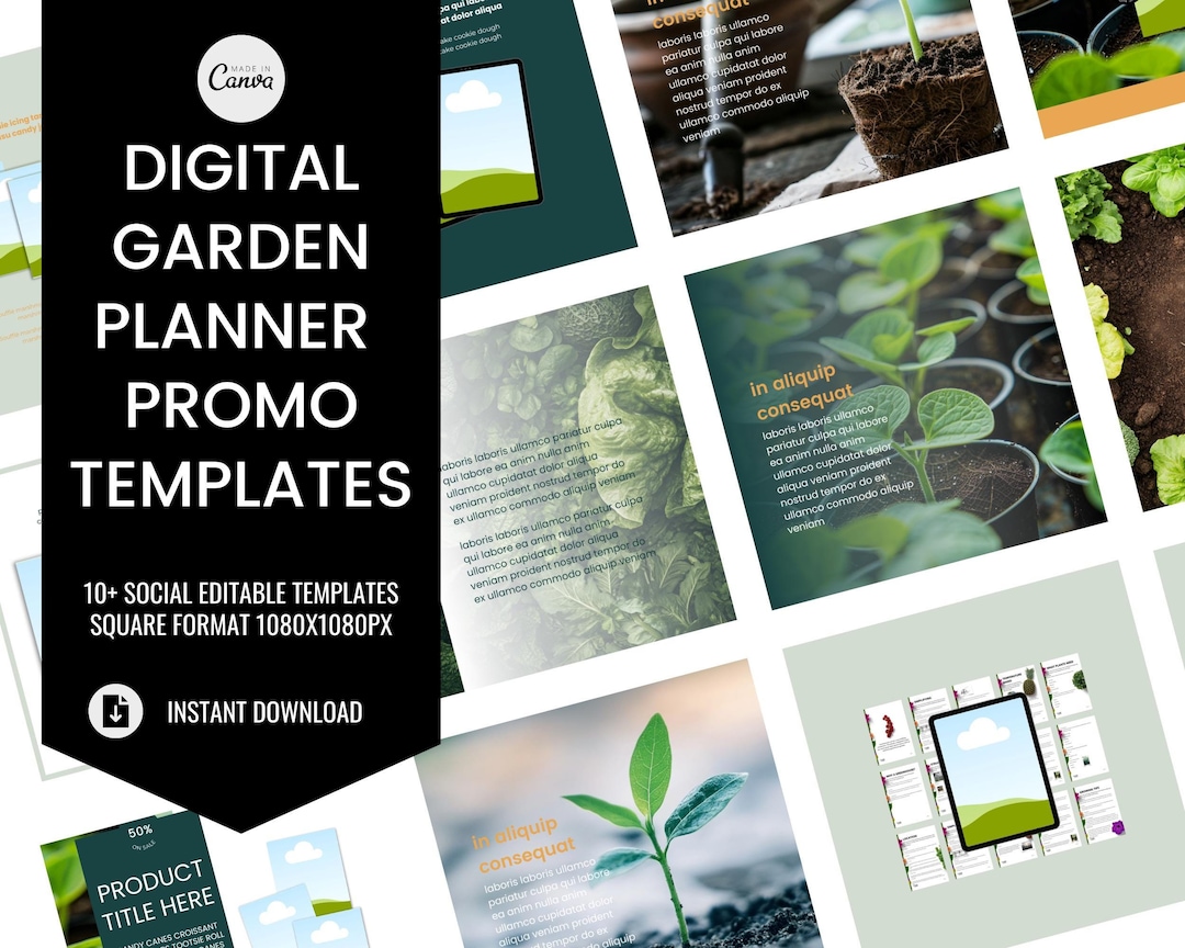 Digital Garden Planner Templates | 24 Gardening Social Media Templates ...