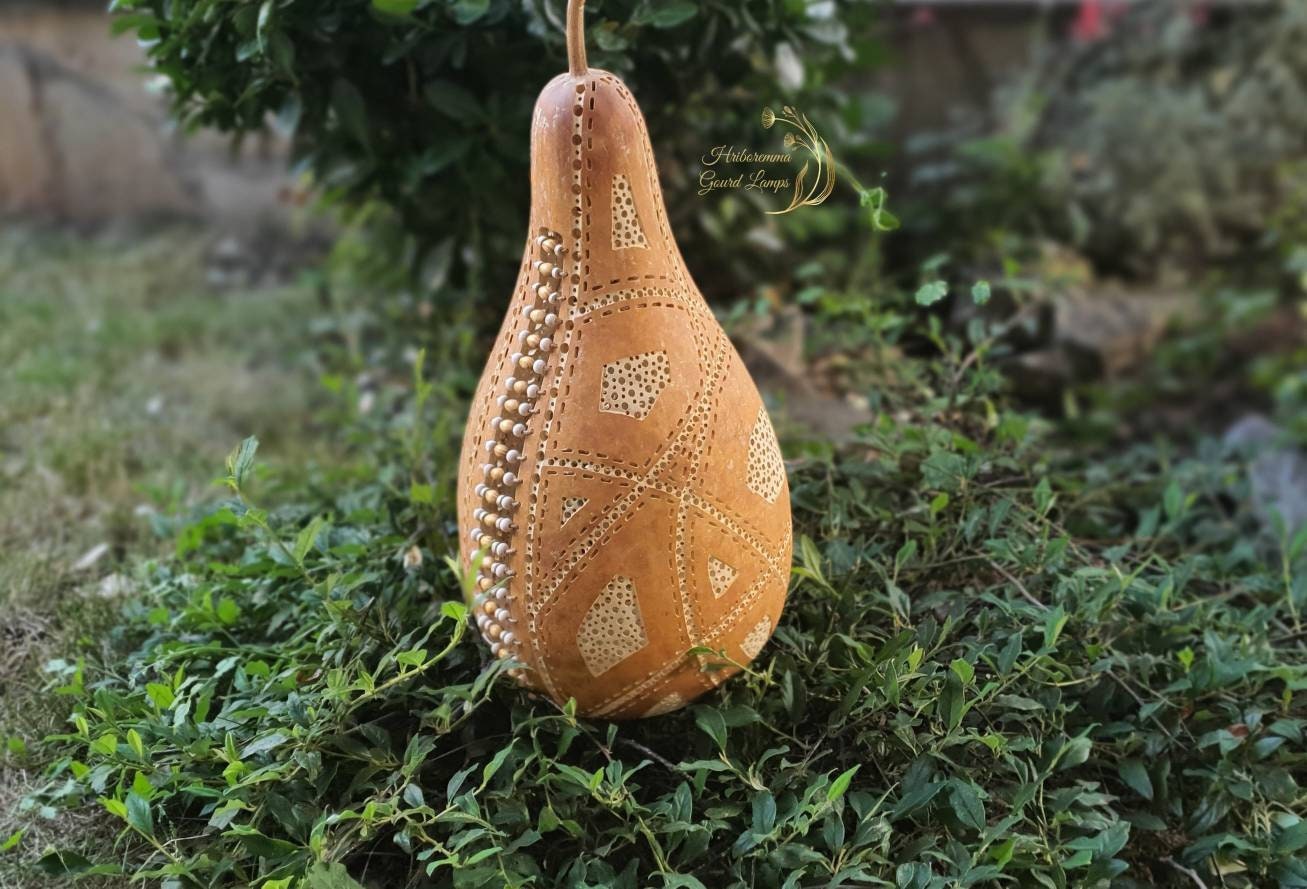 Engraved Gourd Lamp Wooden Beads Rope Natural Materials - Etsy