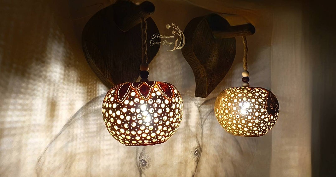 Wall Mounted Gourd Lamps, Wood Sconce Pair, Rustic Wall Scones - Etsy