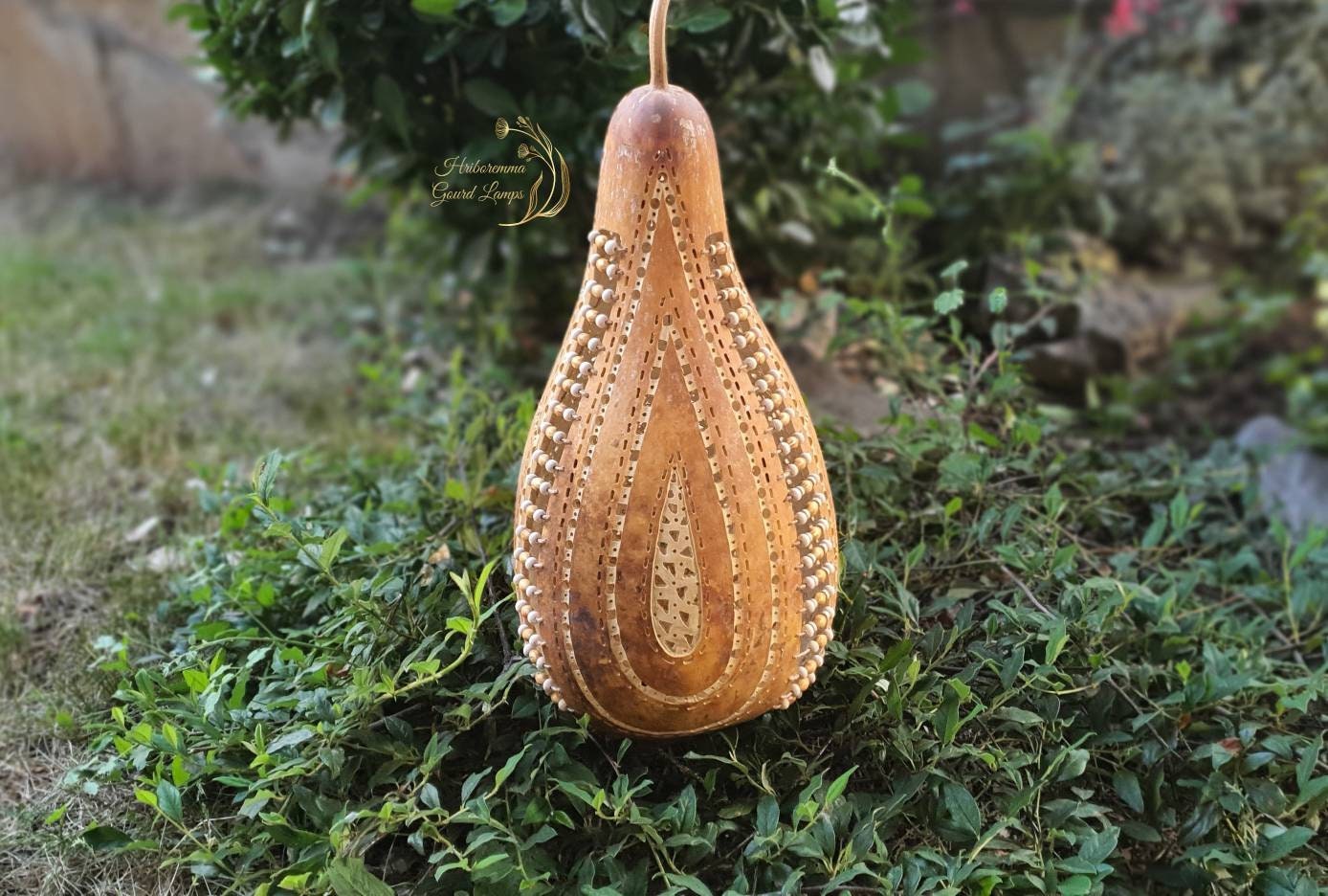 Engraved Gourd Lamp Wooden Beads Rope Natural Materials - Etsy