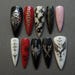 Gothic Rose Armor Press on Nails Set – Dark Fantasy 3D Nails, Black ...