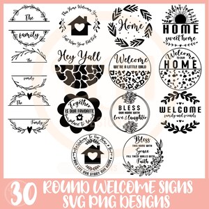Round Sign SVG Bundle, Circle Sign SVG, Porch Sign SVG, Welcome Sign ...