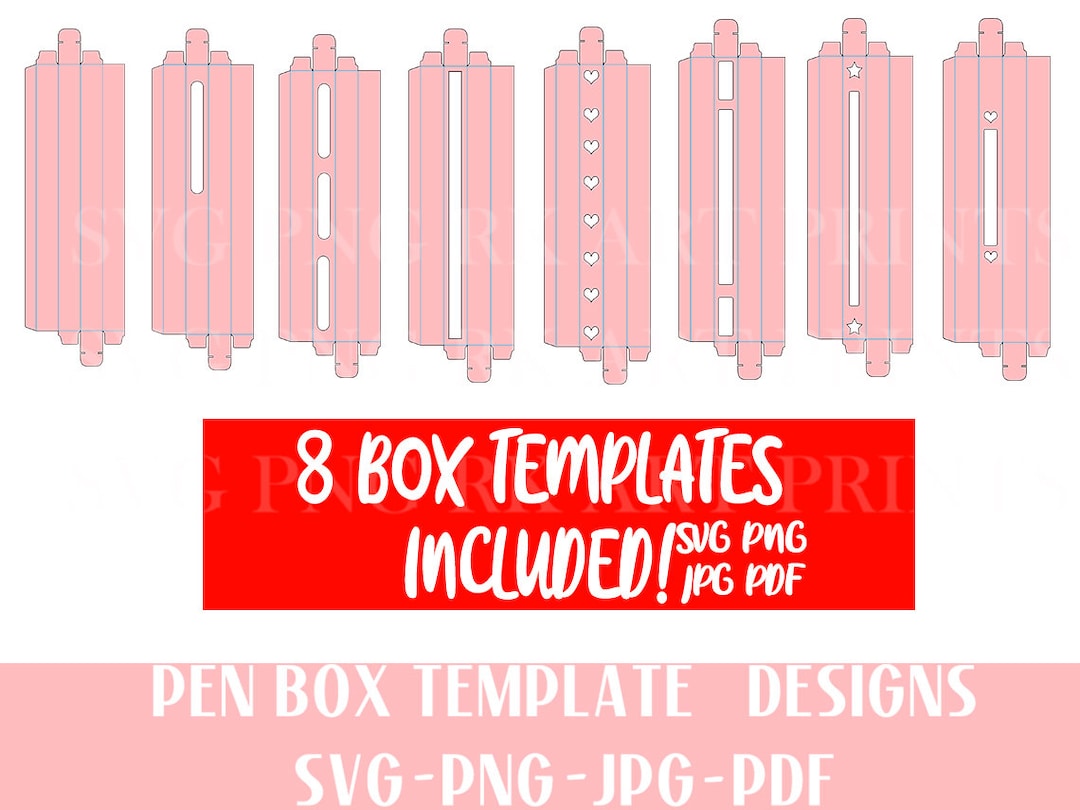Pen Box Template Bundle SVG, Pen Box Template, Custom Pen Box Epoxy Pen ...