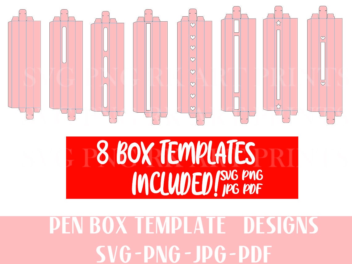 Pen Box Template Bundle SVG Pen Box Template Custom Pen Box | Etsy