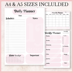 Printable Planner Bundle, Daily Weekly Monthly Planner, to Do List ...