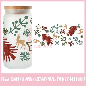 Christmas Can Glass Bundle Svg, Christmas Glass Wrap Svg, 16oz Libbey ...
