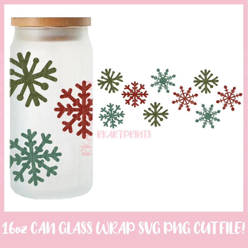 Christmas Can Glass Bundle Svg, Christmas Glass Wrap Svg, 16oz Libbey ...