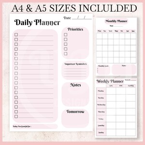 Printable Planner Bundle, Daily Weekly Monthly Planner, to Do List ...