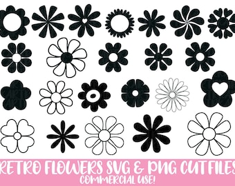 Retro Flower Shapes SVG, Flower SVG, Daisy Flower PNG, Retro Daisy Svg ...