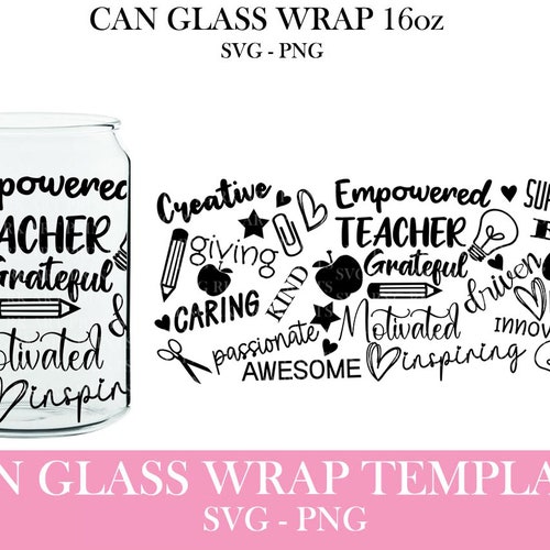 Beer Can Glass Template SVG 16 Oz Libbey Glass Full Wrap - Etsy