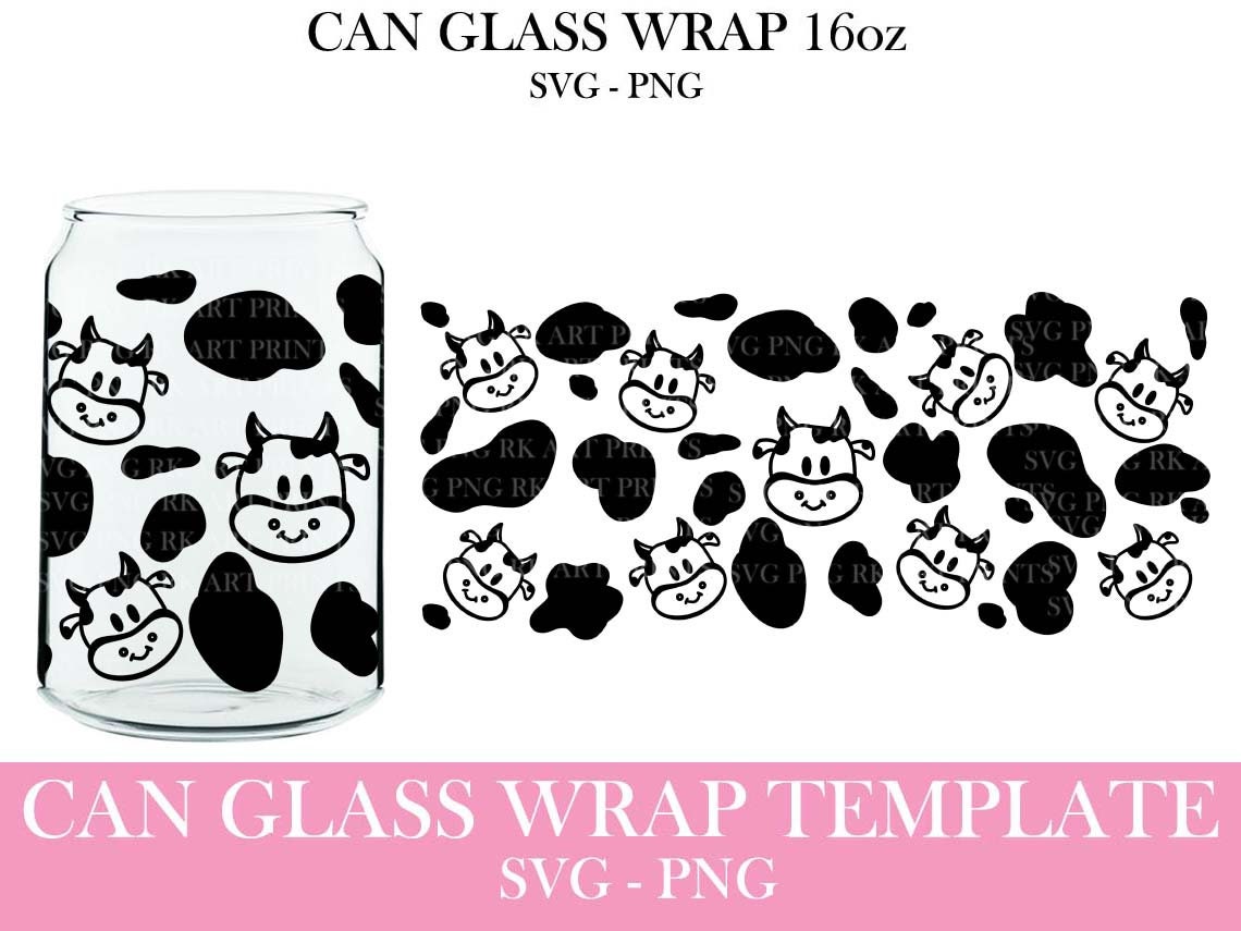 Cow Can Glass Wrap Svg 16oz Libbey Wrap Svg Cow Print Libbey - Etsy
