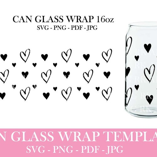 Hearts Pattern Libbey 16oz Can Glass Svg Coffee Glass Can Etsy Uk