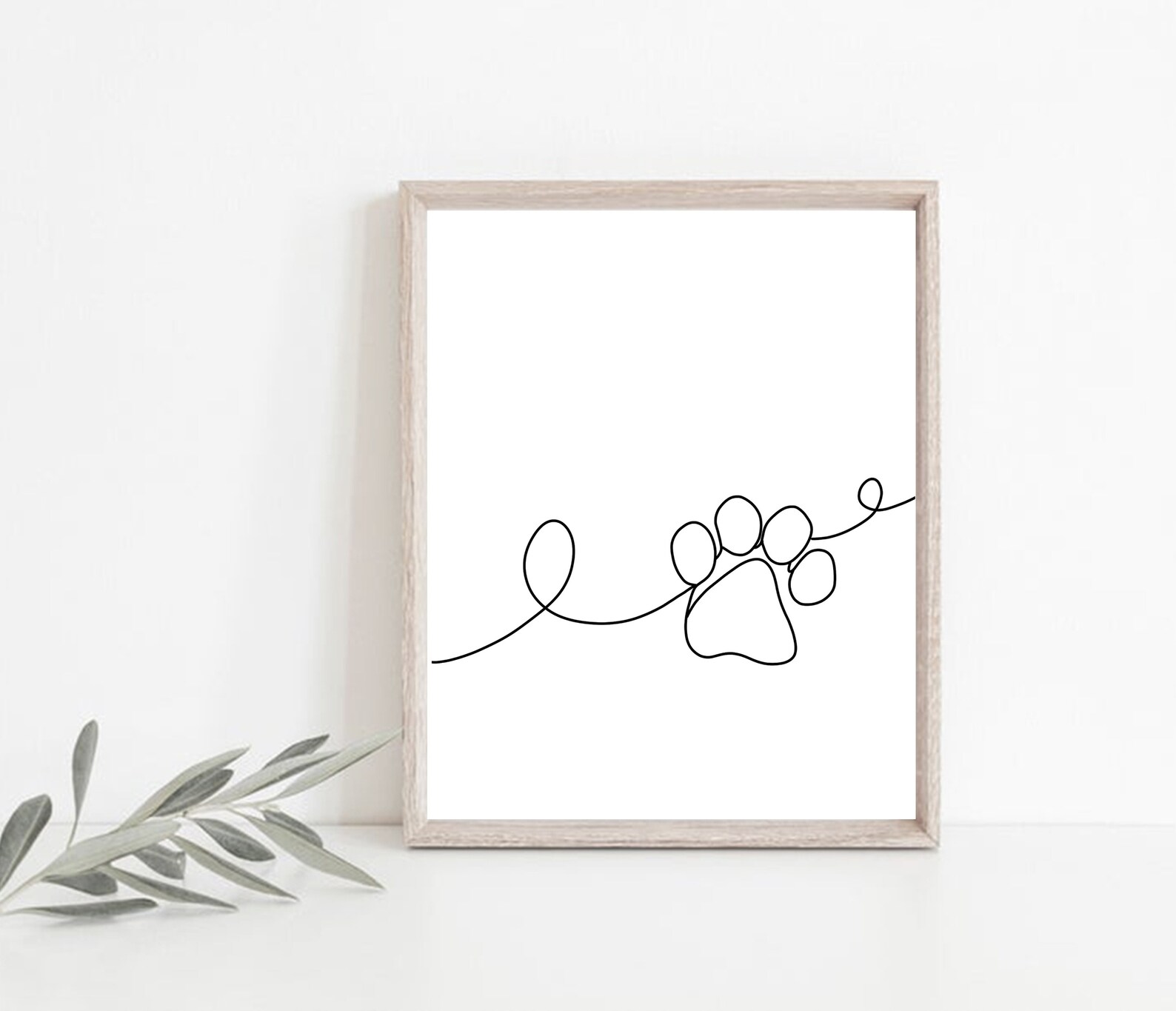 One Line Drawing, Dog Paw Print One Line Art | Abstract Line Woman Wall ...