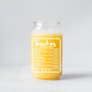 Teacher 16oz Libbey Glass Can Svg, Nutrition Facts Svg, Beer Can Glass ...