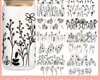 16oz Wildflower Libbey Glass Can Svg, Wildflower Glass Can Wrap Svg ...
