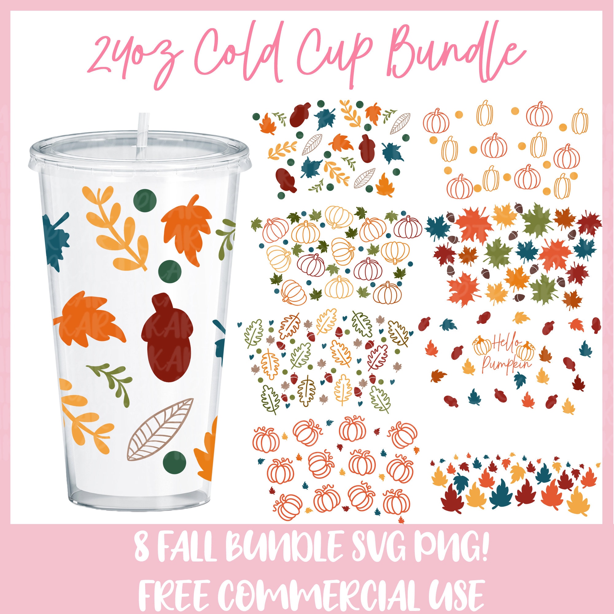 Autumn No Hole SVG, Fall Cup Wrap Svg, Autumn Full Wrap Svg,pumpkin ...