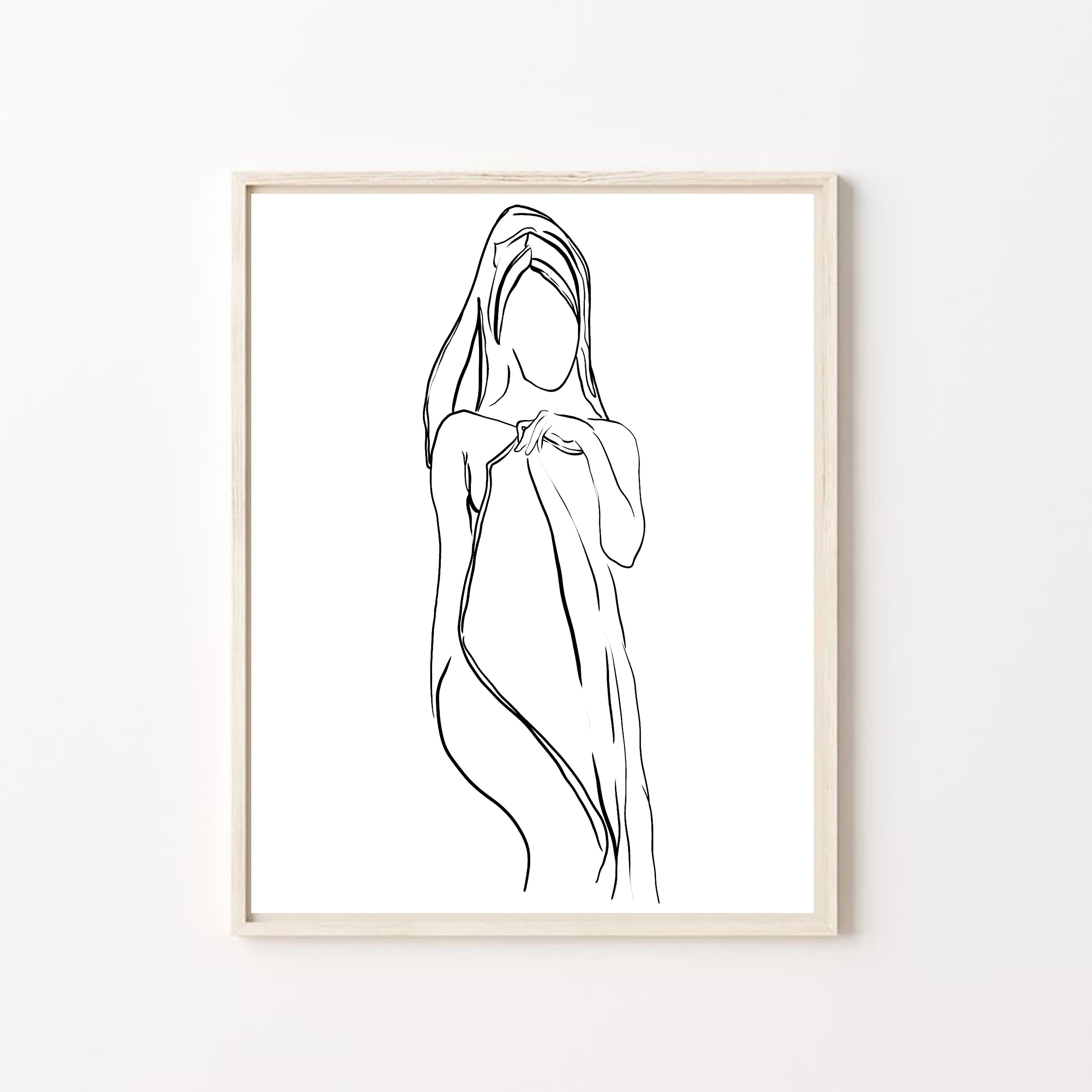 Towel on Head Line Art Bathroom Decor One Line Art Modern - Etsy UK
