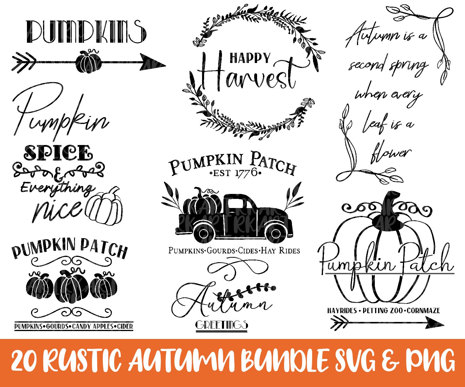 Rustic Fall Svg Bundle Farmhouse Fall Svg Pumpkin Patch Svg - Etsy