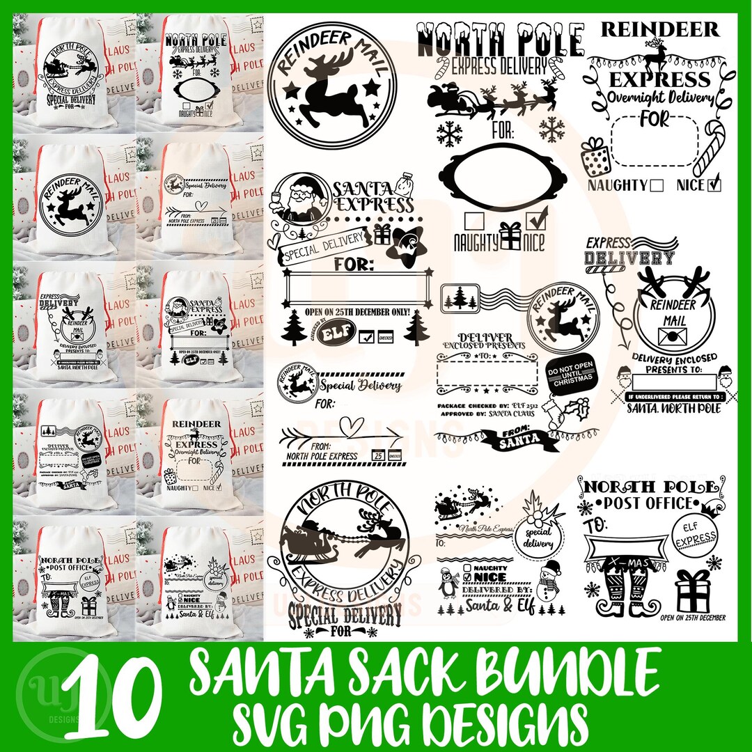 Santa Sack SVG Bundle, Santa Bag Svg, Special Delivery Svg, Christmas ...