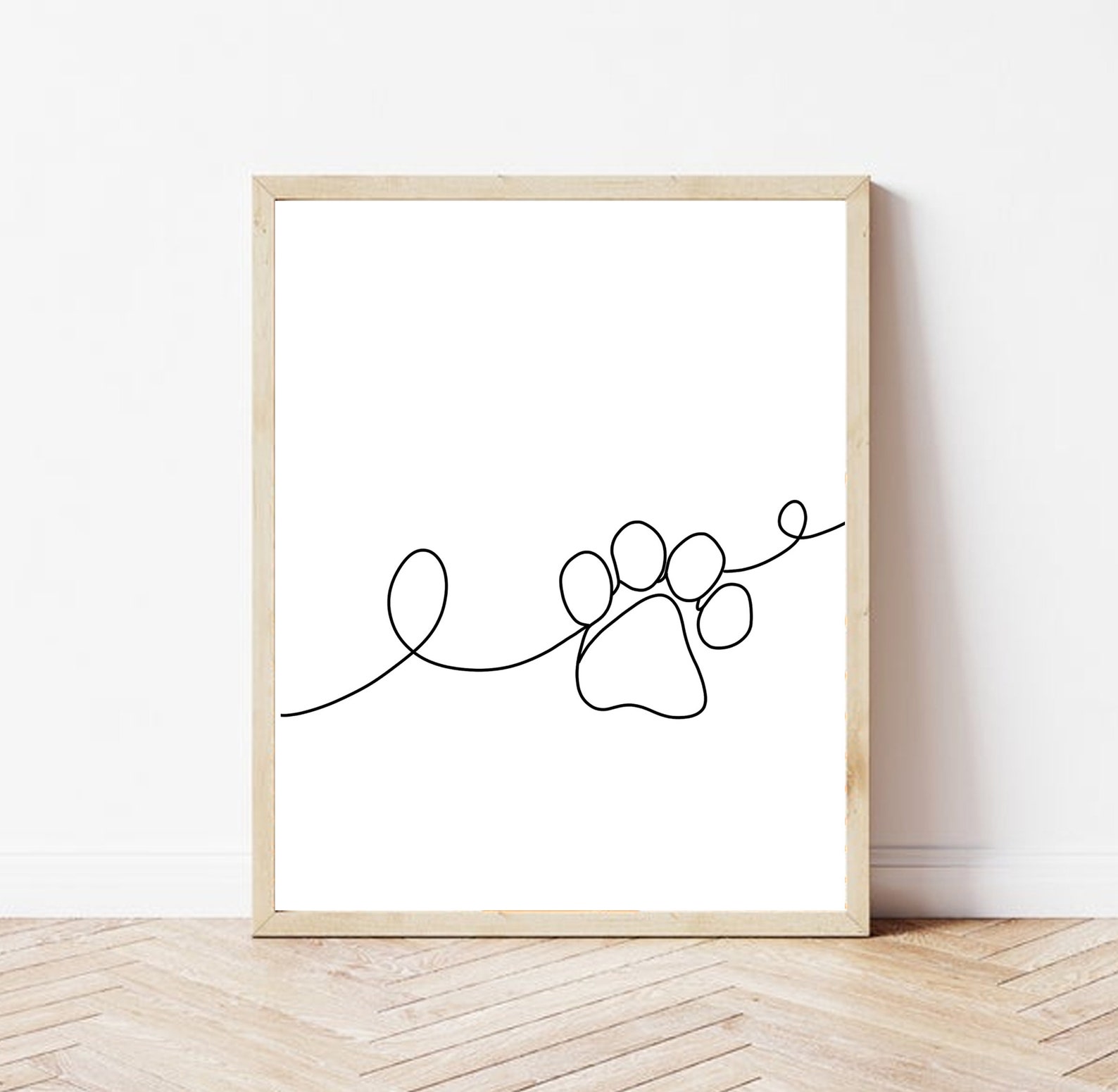 One Line Drawing, Dog Paw Print One Line Art | Abstract Line Woman Wall ...