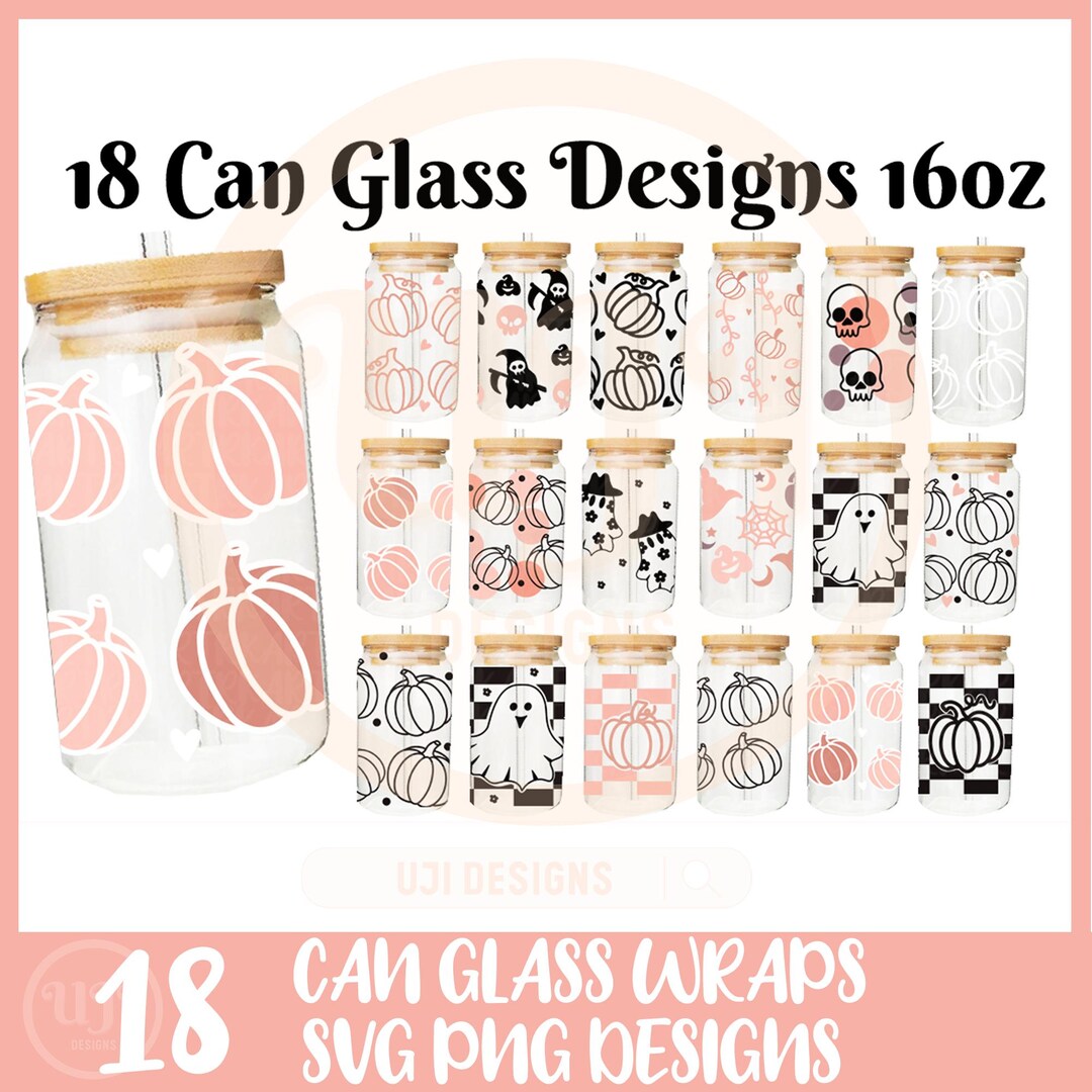 16oz Can Glass Wrap Bundle, Halloween Can Glass Wrap Svg, 16oz Libbey ...