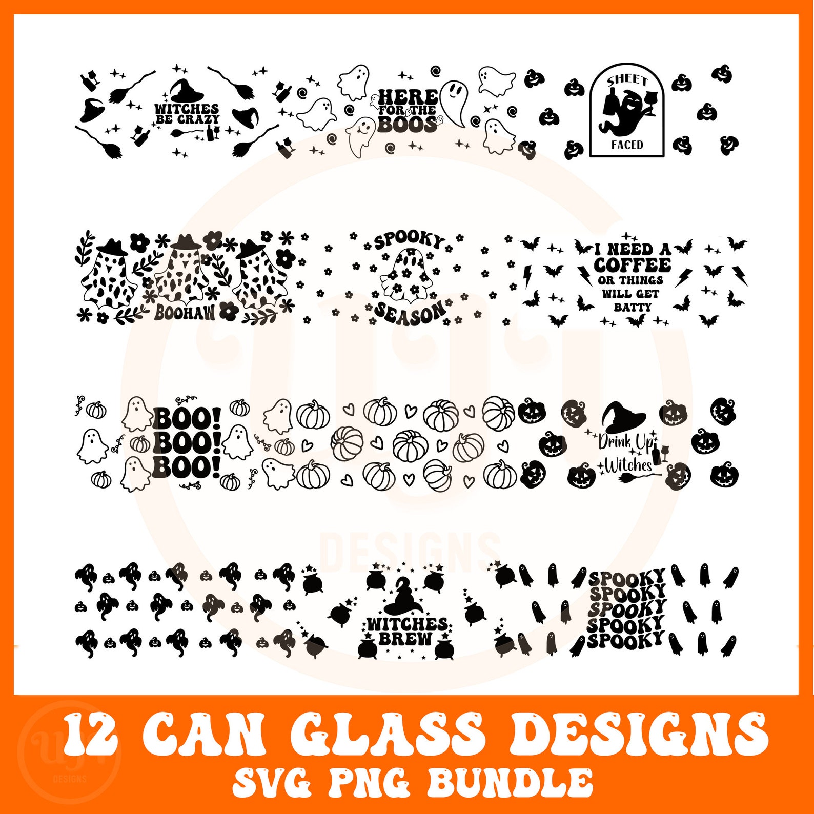 16oz Can Glass Wrap Bundle, Halloween Can Glass Wrap Svg, 16oz Libbey ...