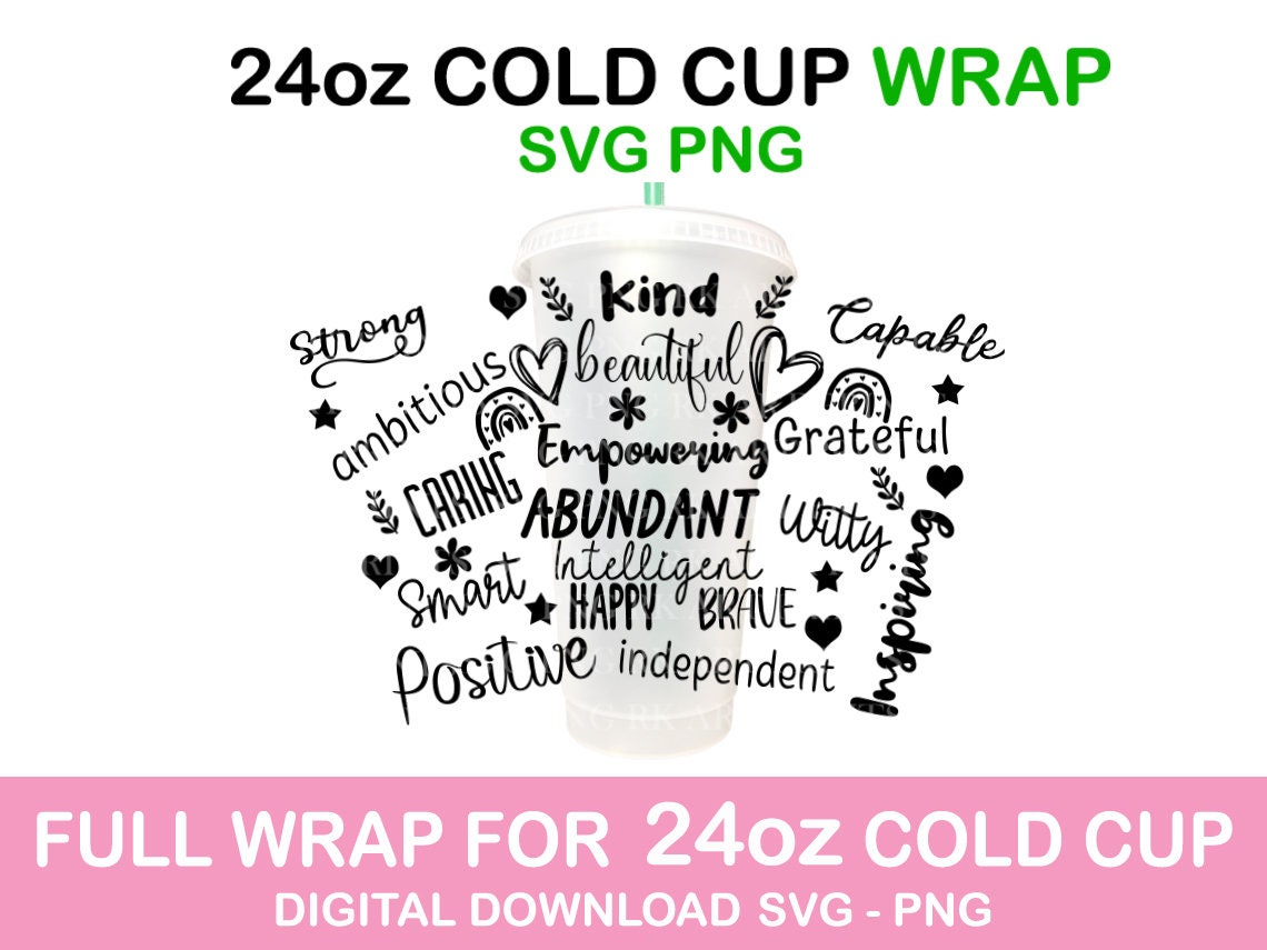 Positive Cup Template No Hole Full Wrap Template Svg Tumbler - Etsy