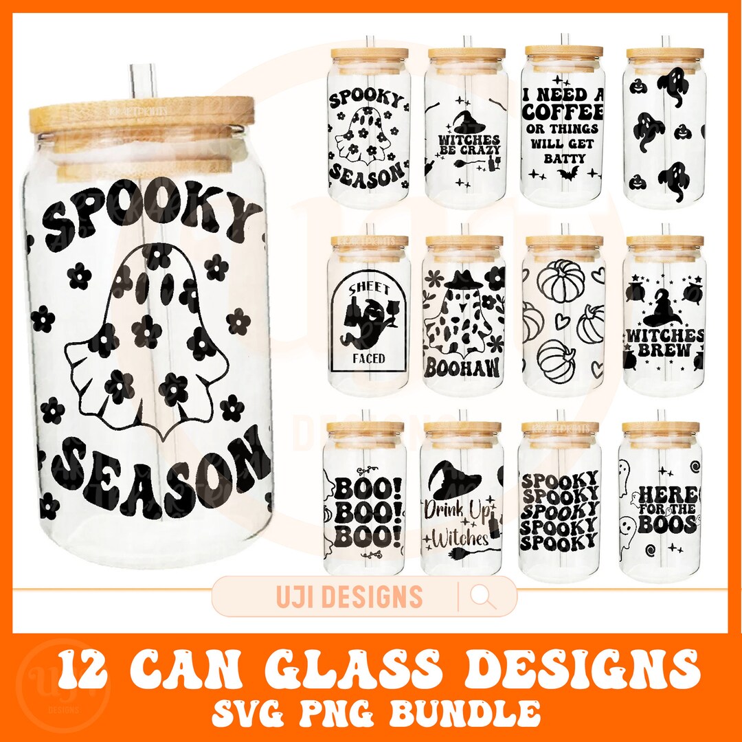 16oz Can Glass Wrap Bundle, Halloween Can Glass Wrap Svg, 16oz Libbey ...