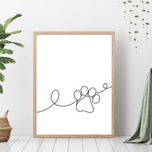 One Line Drawing, Dog Paw Print One Line Art | Abstract Line Woman Wall ...