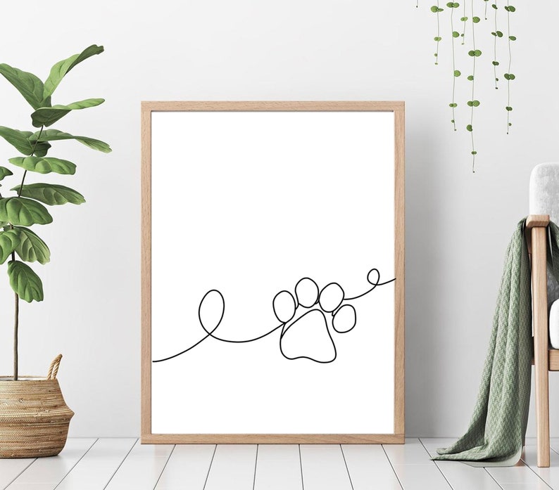 One Line Drawing Dog Paw Print One Line Art Abstract Line | Etsy