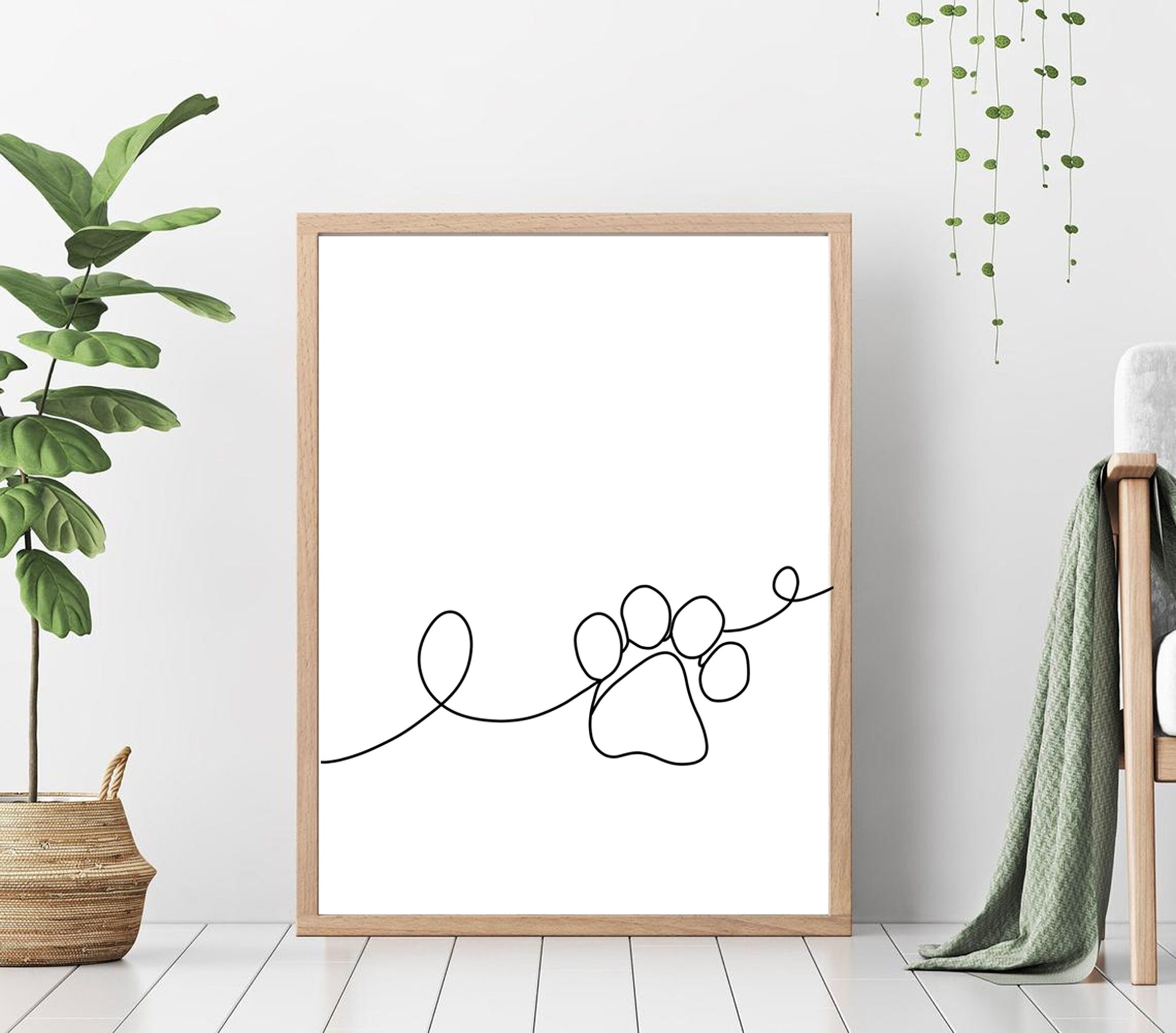 One Line Drawing Dog Paw Print One Line Art Abstract Line | Etsy Australia