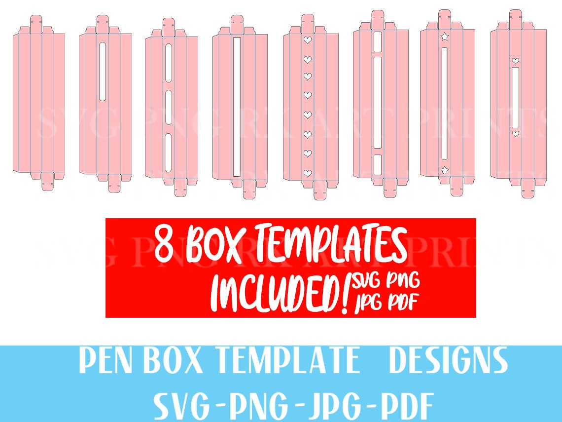Pen Box Template Bundle SVG, Pen Box Template, Custom Pen Box Epoxy Pen ...