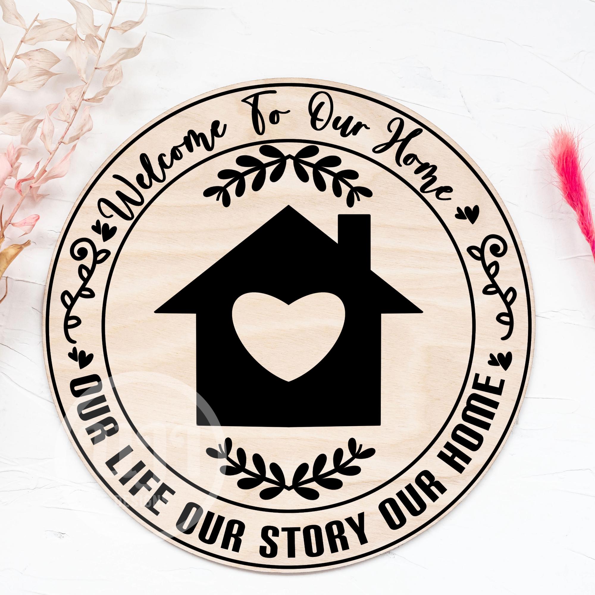 Circle Sign SVG Bundle, Family Door Hanger SVG, Welcome to Our Home Svg ...