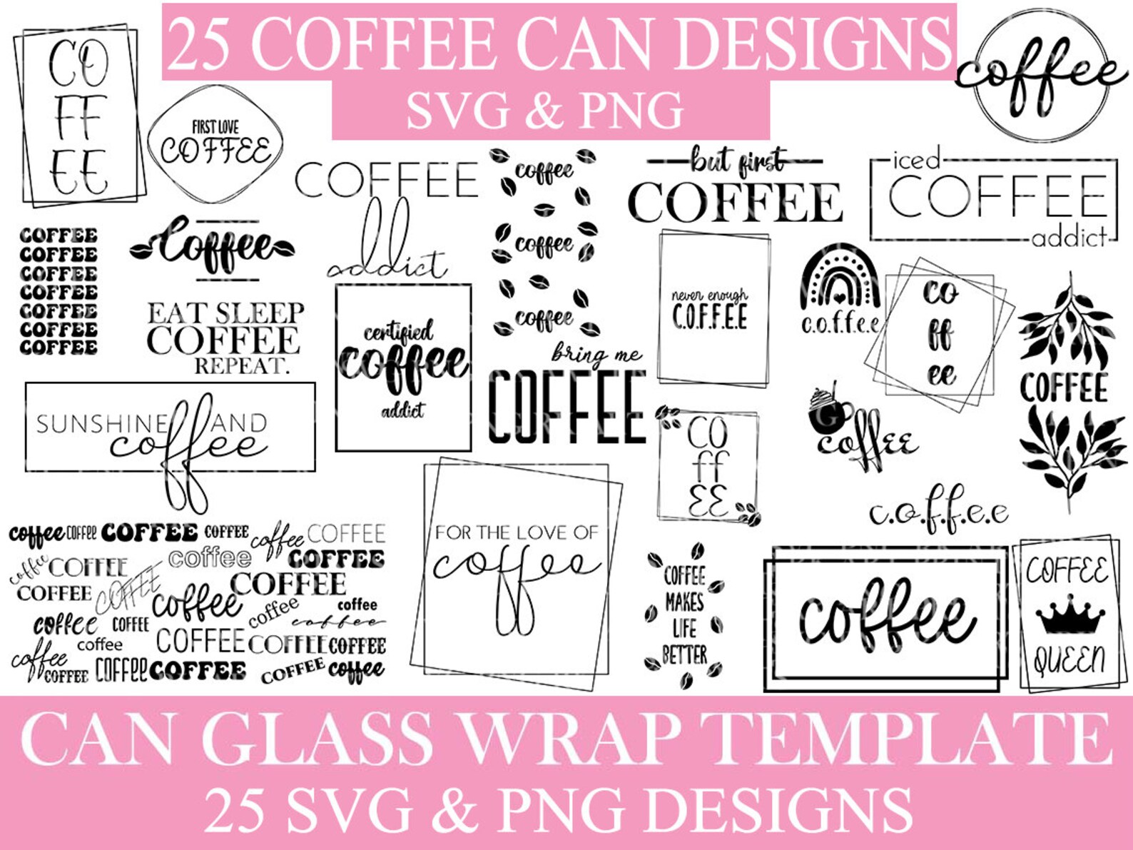 Coffee Libbey Glass Can Bundle Svg Coffee Quotes Digital - Etsy UK