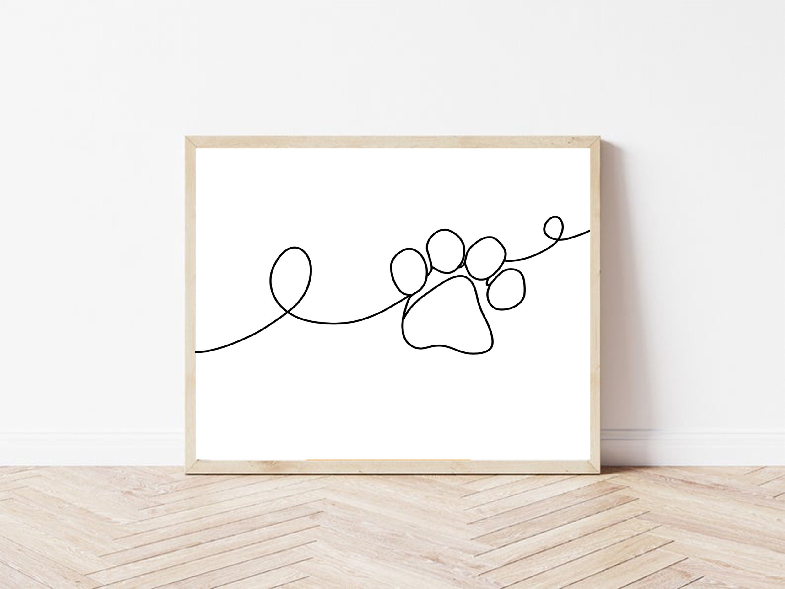 One Line Drawing Dog Paw Print One Line Art Abstract Line | Etsy