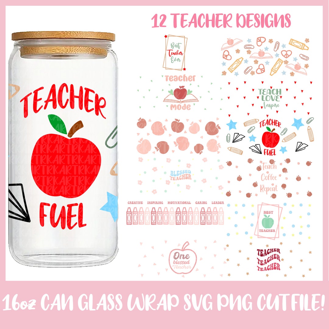 Teacher Glass Can Svg Bundle, Teacher Appreciation Svg, Retro Teacher ...
