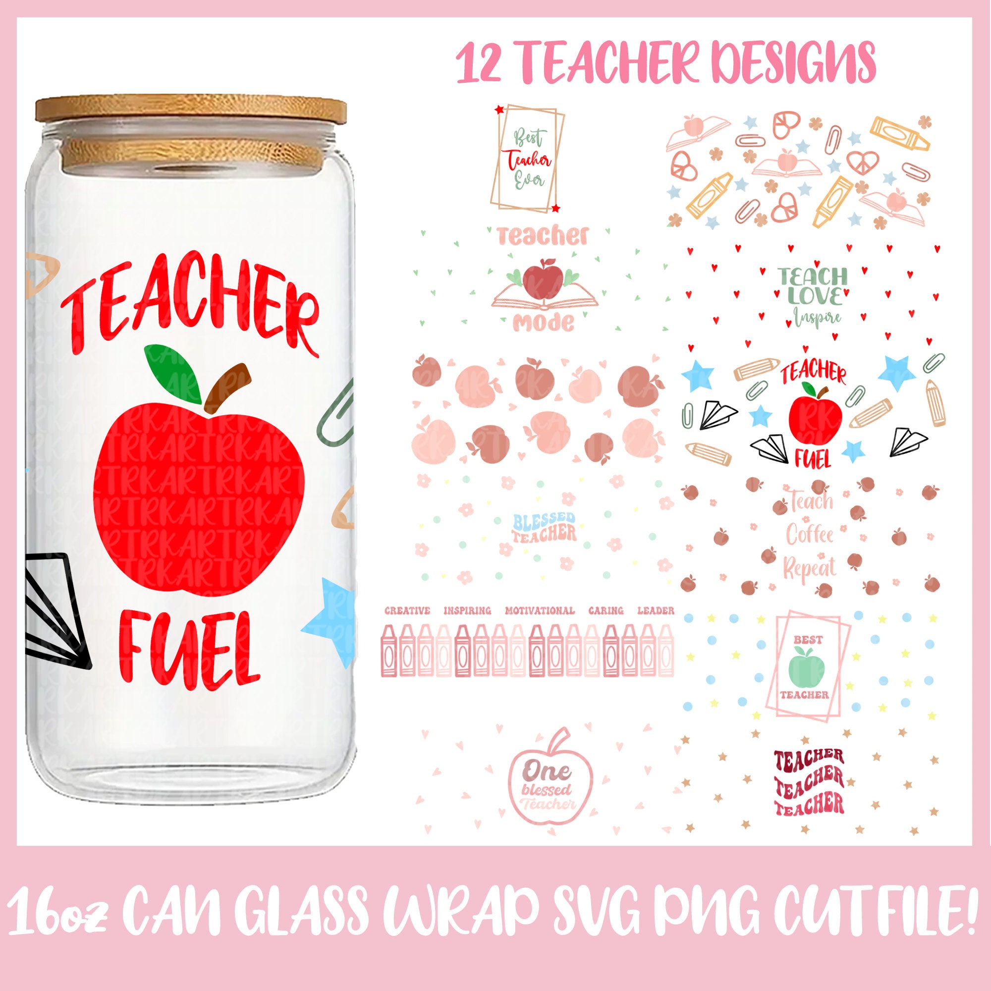 Teacher Wrap Svg, Teacher Appreciation Svg, Retro Teacher Can Svg ...