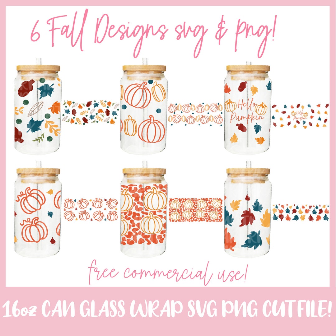 16oz Glass Can Wrap SVG, Autumn Can Glass Wraps Svg, Fall Glass Can Svg ...