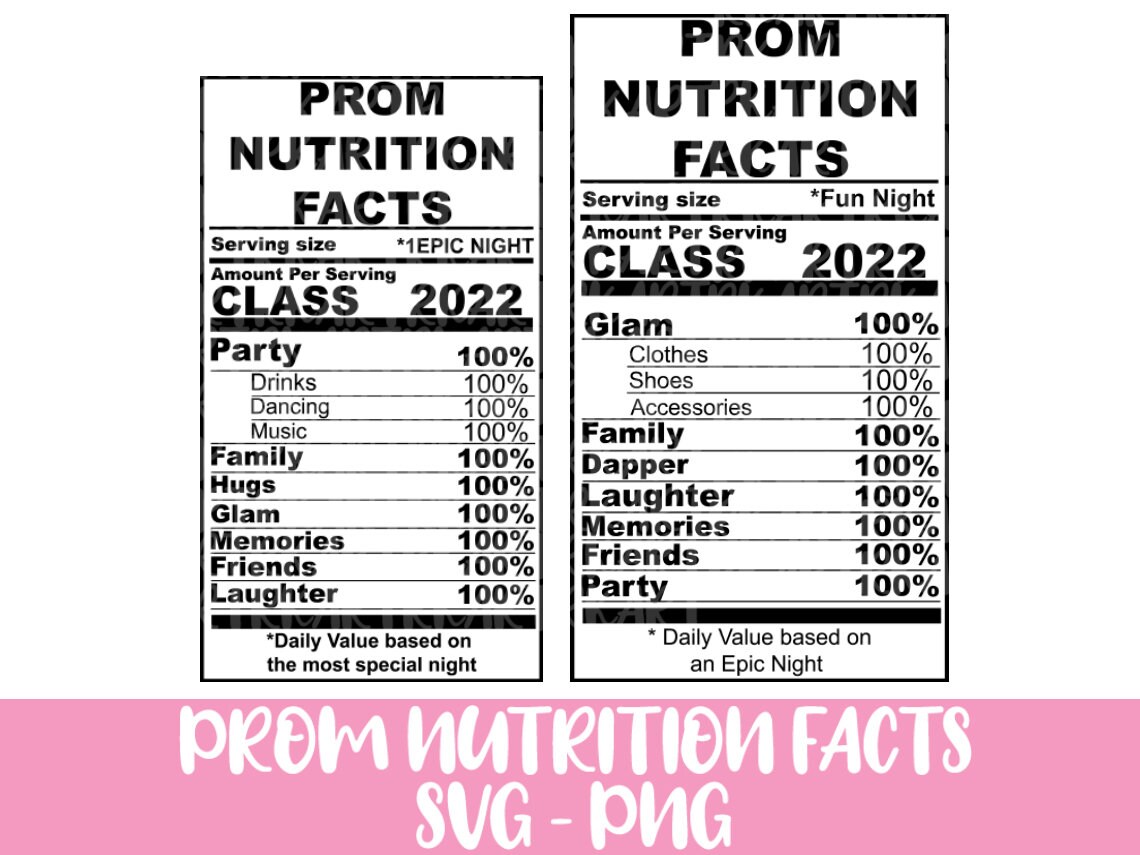 Prom Svg Class 2022 Svg Prom Nutrition Facts Svg Nutrition Etsy Canada