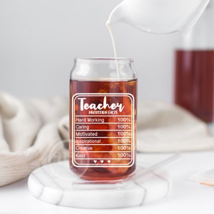 Teacher 16oz Libbey Glass Can Svg, Nutrition Facts Svg, Beer Can Glass ...
